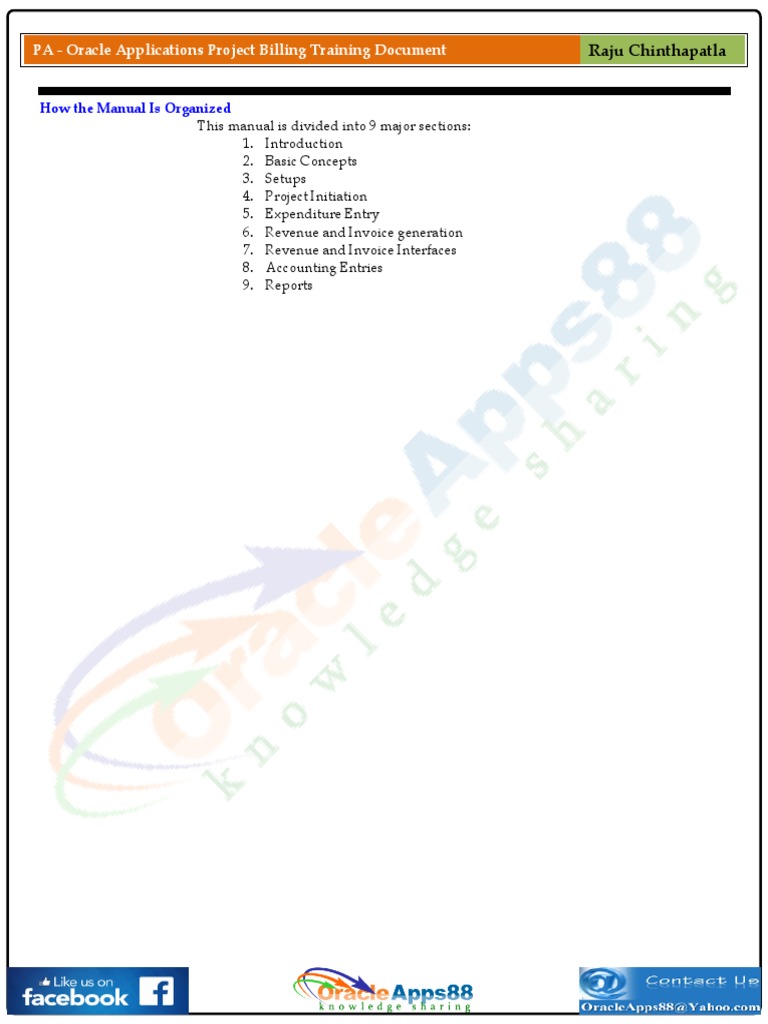 PA - Oracle Applications Project Billing Training Document | PDF ...