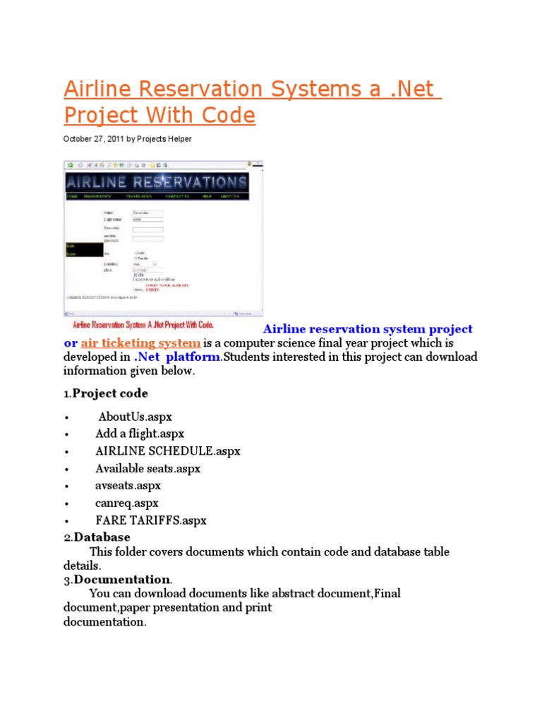 Airline Reservation Systems A | PDF | User (Computing) | Databases