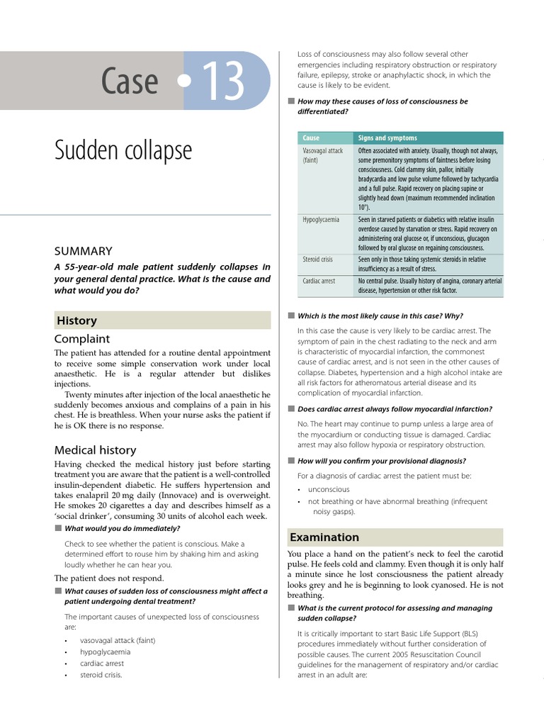 13 Sudden Collapse | PDF | Cardiac Arrest | Clinical Medicine