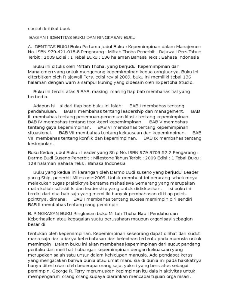 Contoh Kritikal Book | PDF