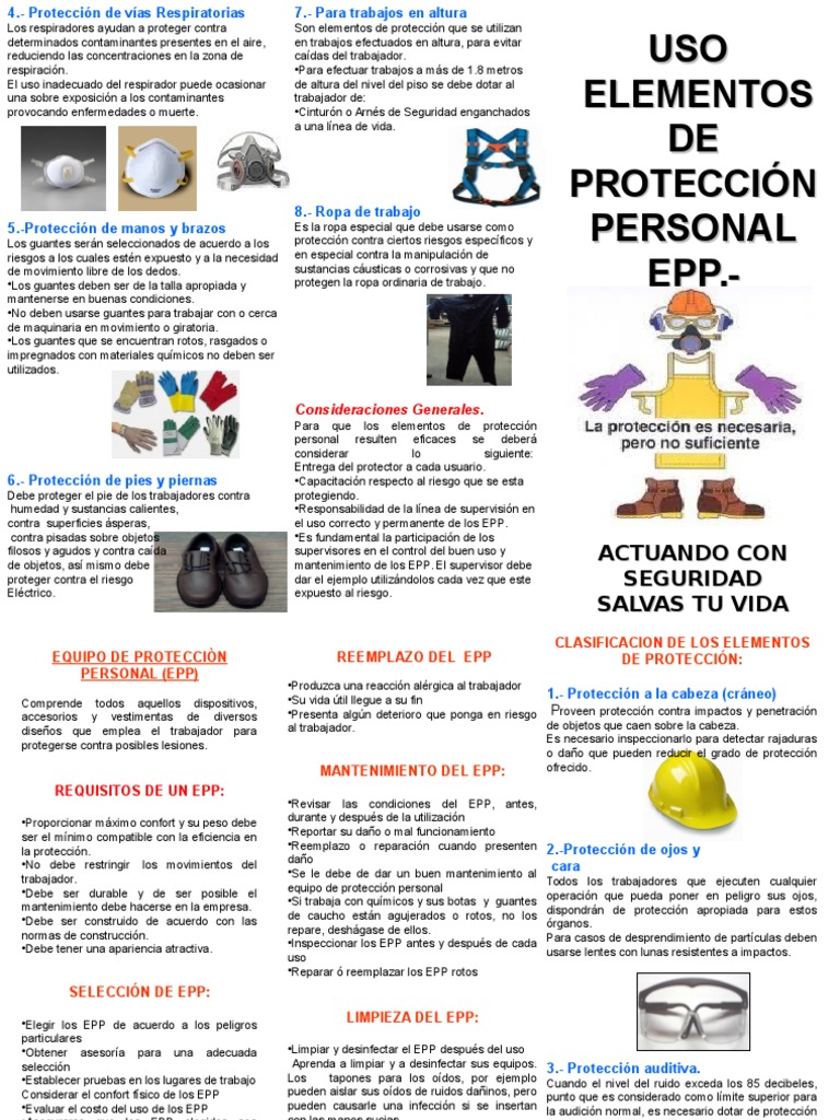 Triptico Uso de Epp | PDF | Guante | Contaminación