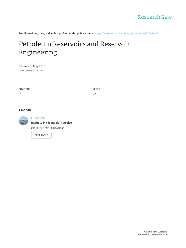 Petroleum Reservoirs and Reservoir Engineering | PDF | Petroleum ...