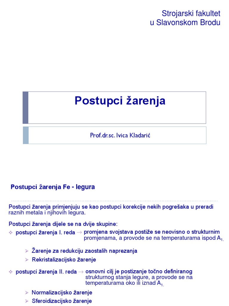 Postupci Zarenja | PDF