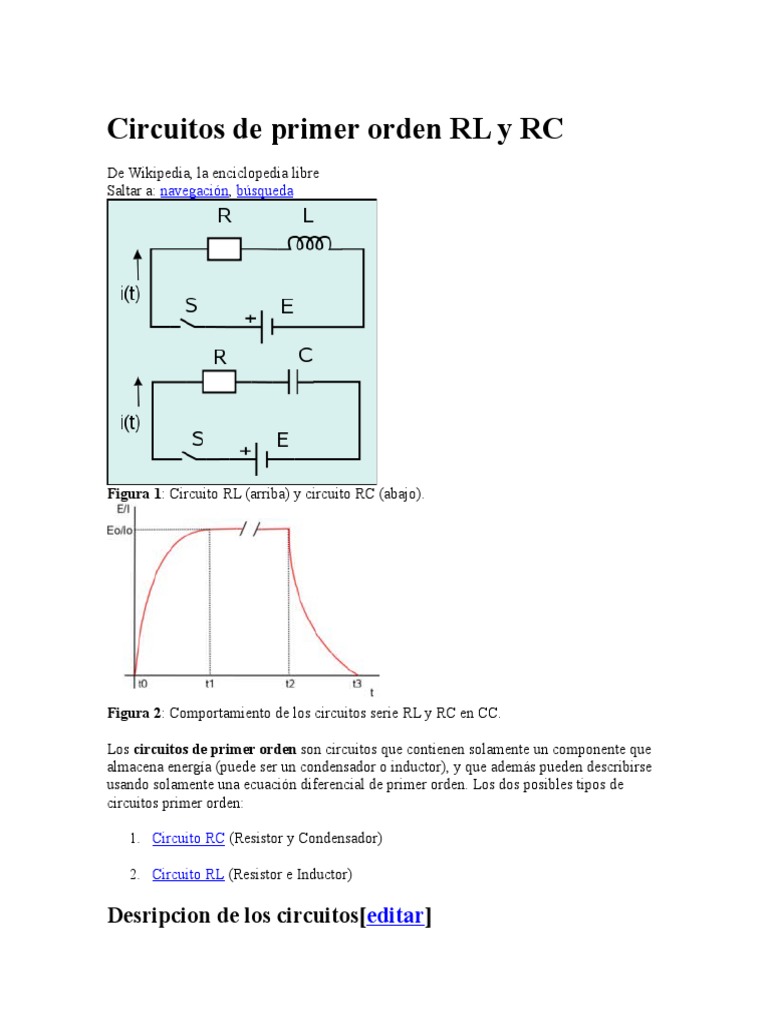 Circuitos de Primer Orden RL y RC | PDF | Inductor | Condensador