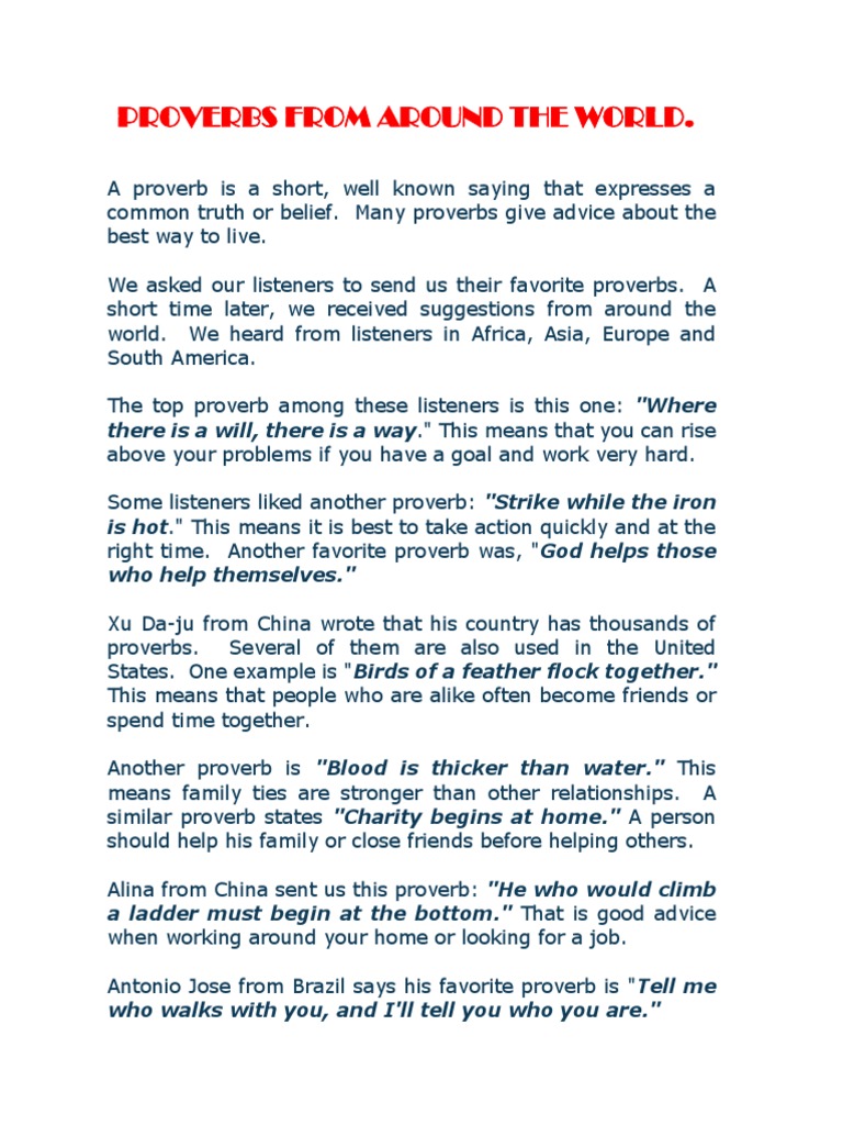 Proverbs From Around The World | PDF