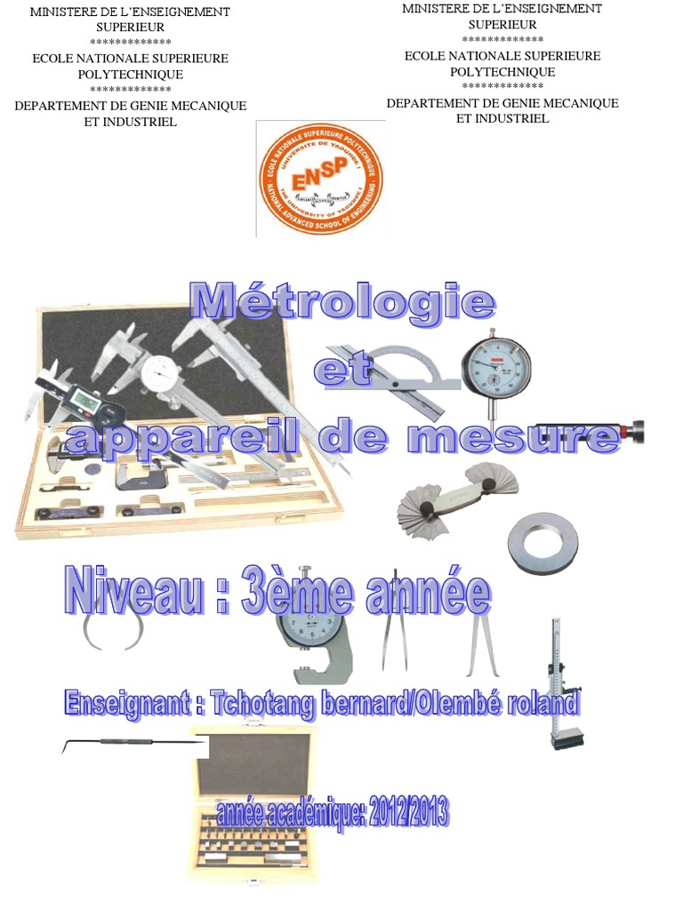 Cours de Métrologie | Erreur de mesure | Tolérance géométrique