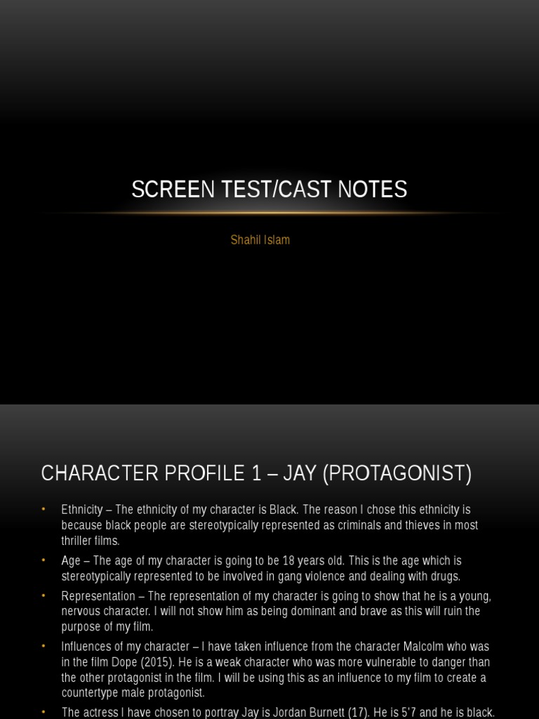 Character Profile and Casting Evidence | PDF