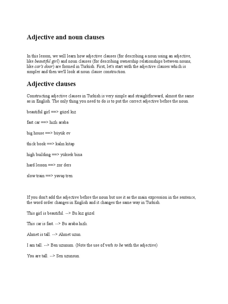 Turkish Grammar For Beginner | PDF | Grammatical Number | Plural