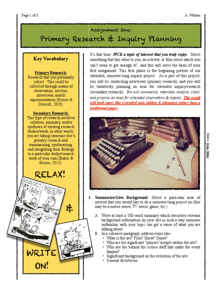 A1 - Primary Research & Inquiry Planning-21 | PDF | Citation ...