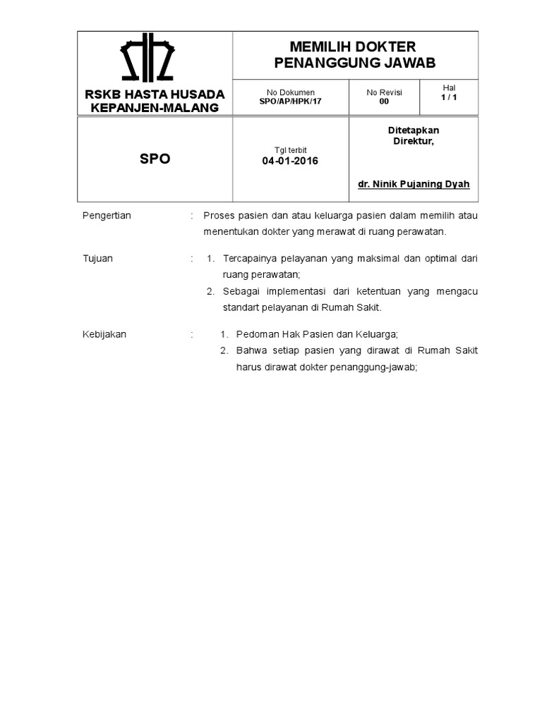 Spo Memilih DPJP | PDF
