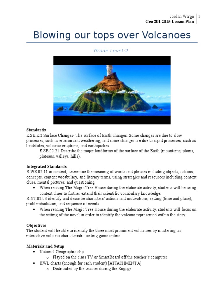 Lesson Plan | PDF | Types Of Volcanic Eruptions | Volcano