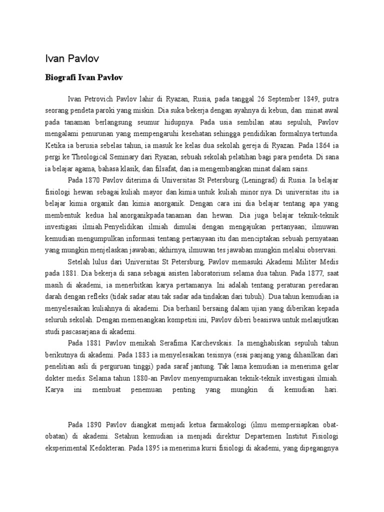 Biografi dan Teori Pavlov | PDF
