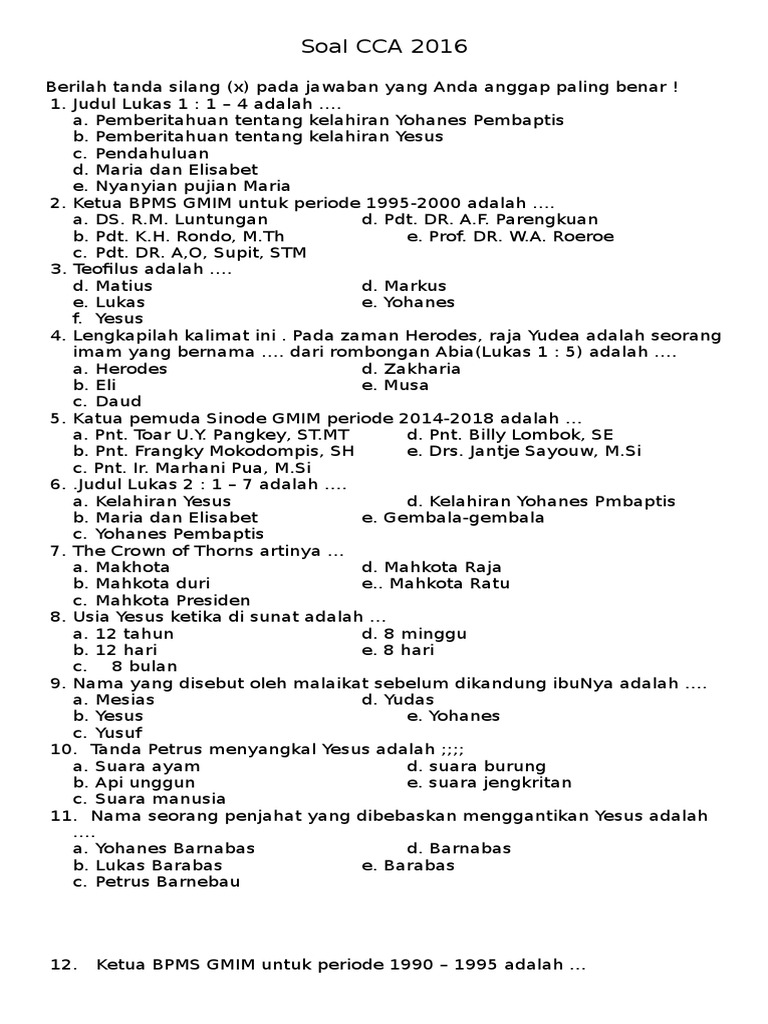 Soal Cca 2016 | PDF
