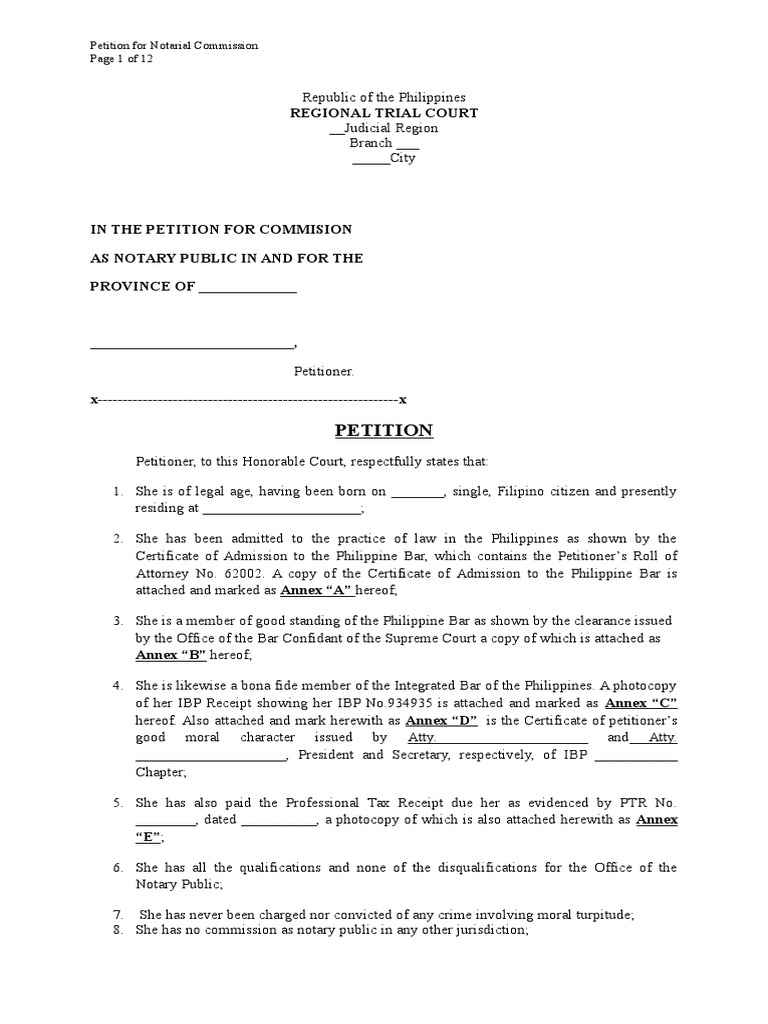 Petition for Notarial Commission Application | PDF | Social Science | Law