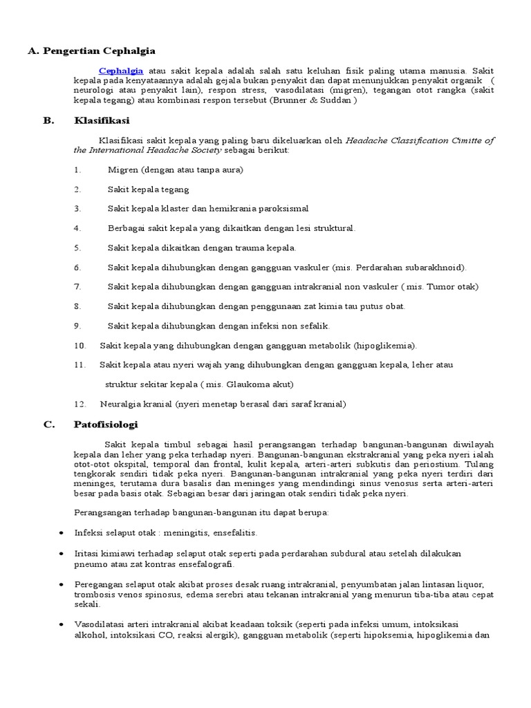 Pengertian Cephalgia | PDF