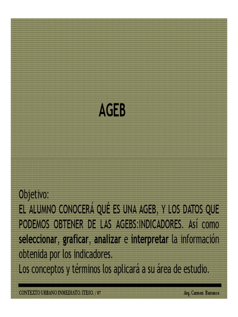 Area Geoestadistica Básica (AGEB) - INEGI | PDF | Población | Migración ...
