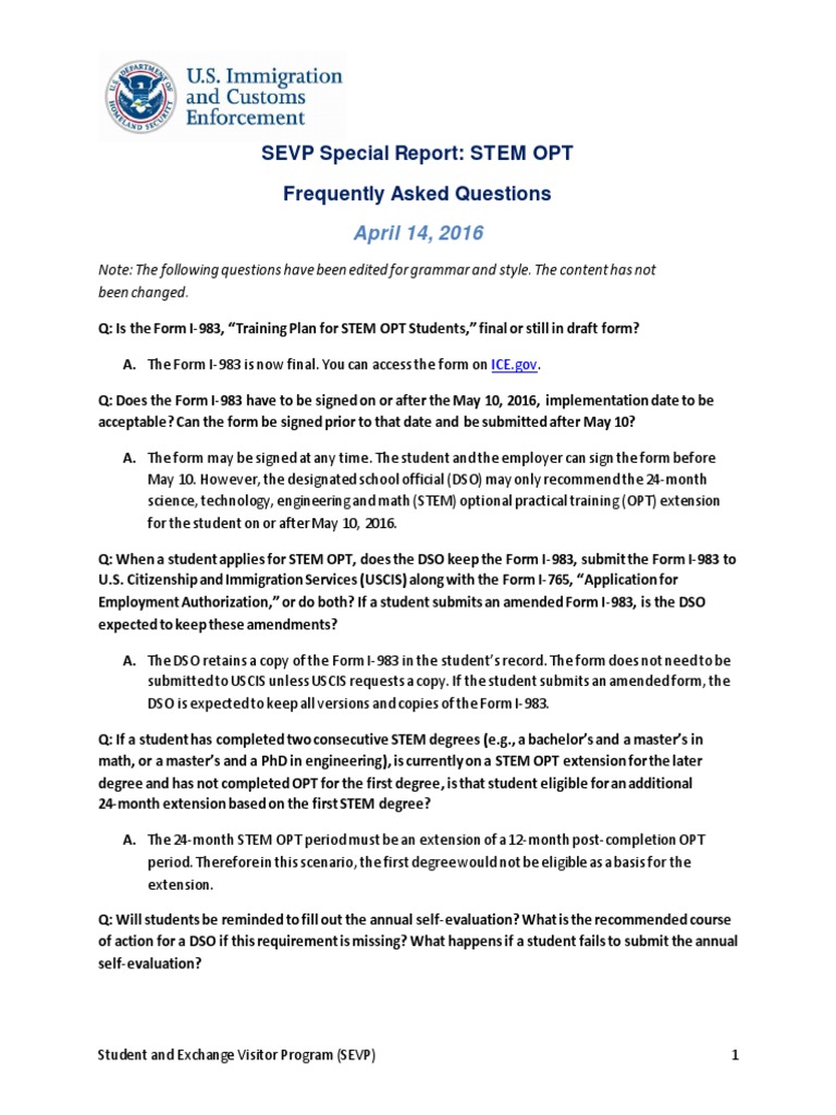 External STEM OPT Webinar FAQ Document FINAL V 2 | PDF | Science ...