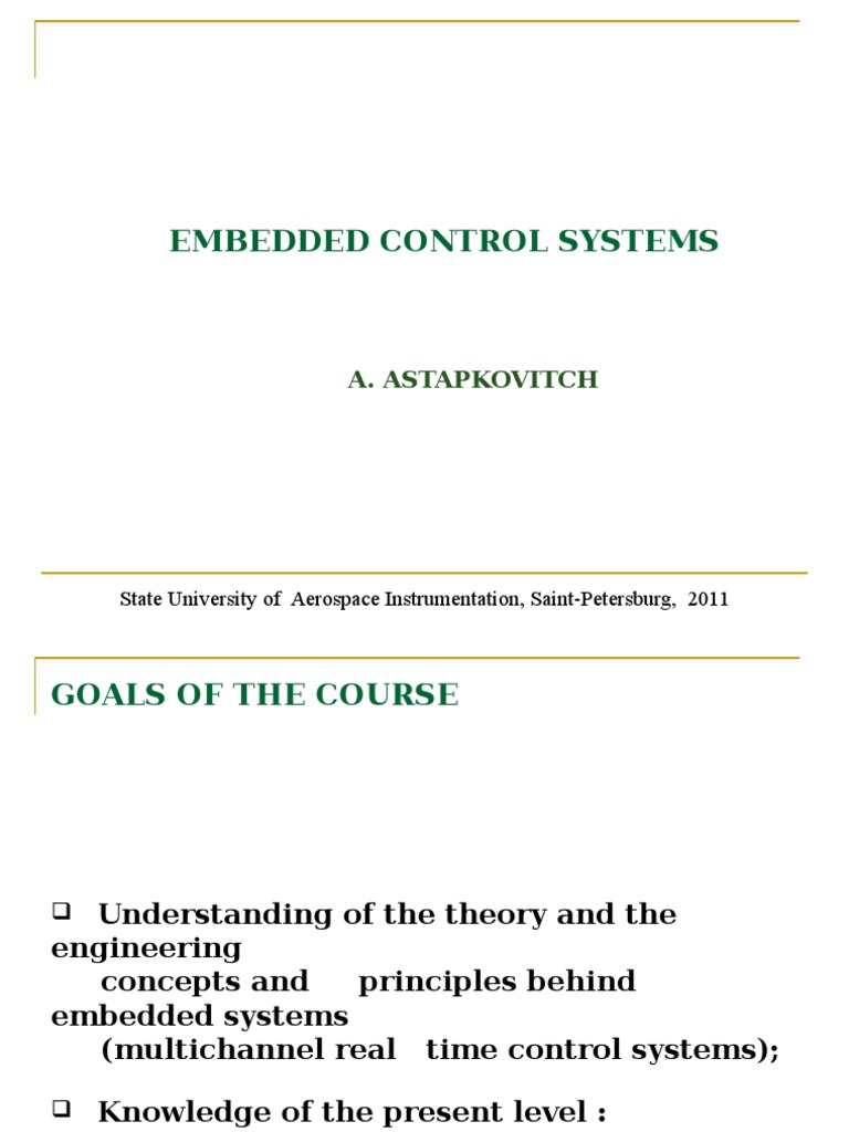 Embedded Control Systems: A. Astapkovitch | PDF