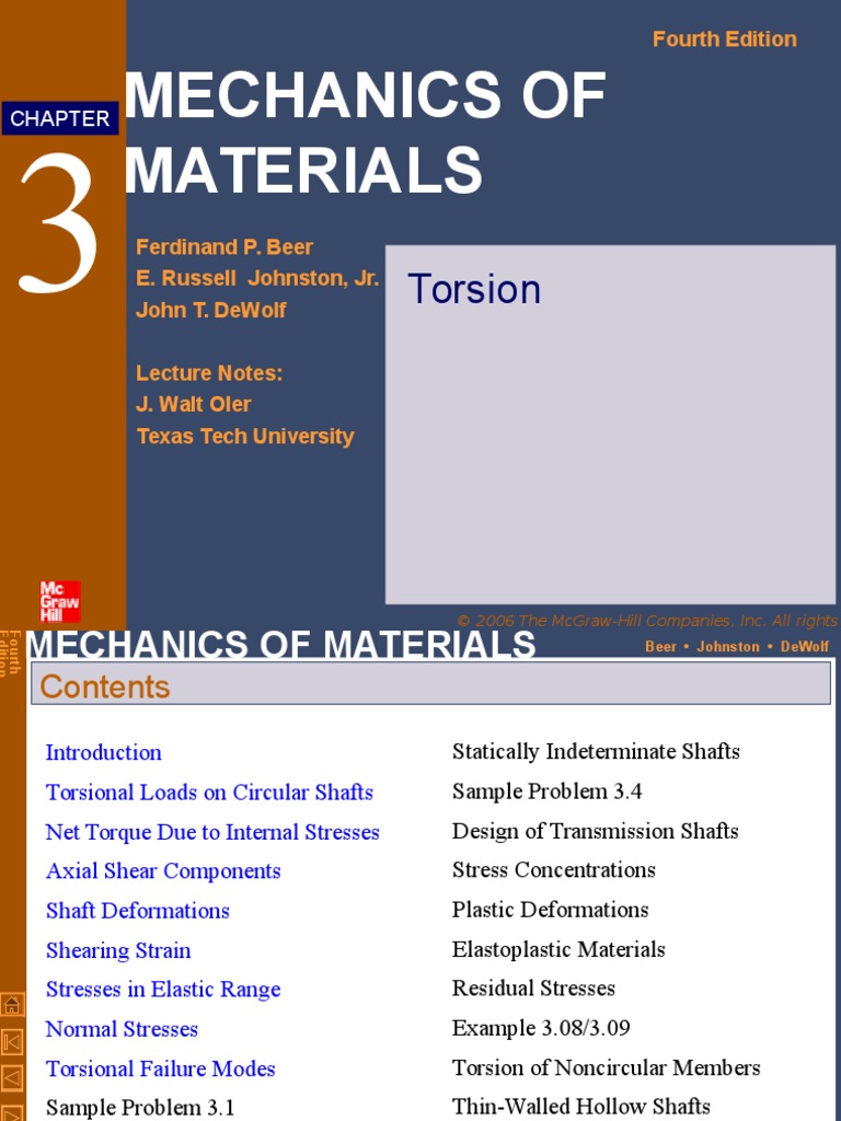 Mechanics of Materials: Torsion | PDF | Deformation (Engineering ...