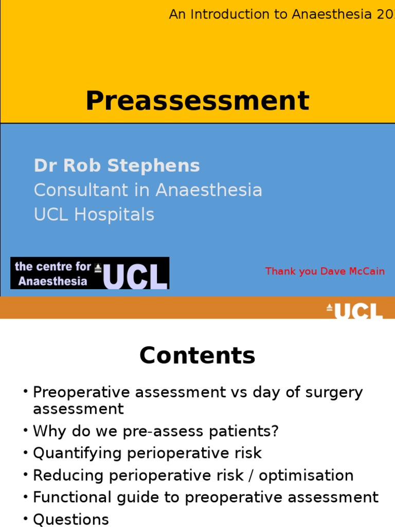 Intro Anesthesia 2016 Preop | PDF | Perioperative | Surgery