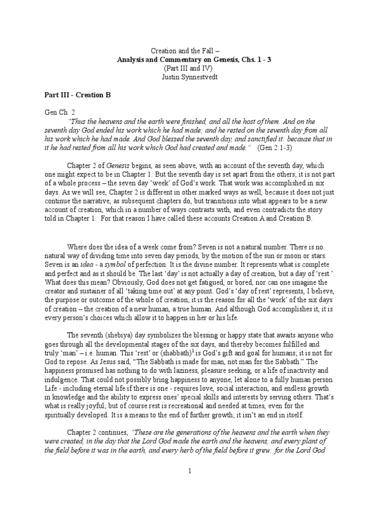 Creation and The Fall, Part III and IV | PDF | Genesis Creation ...