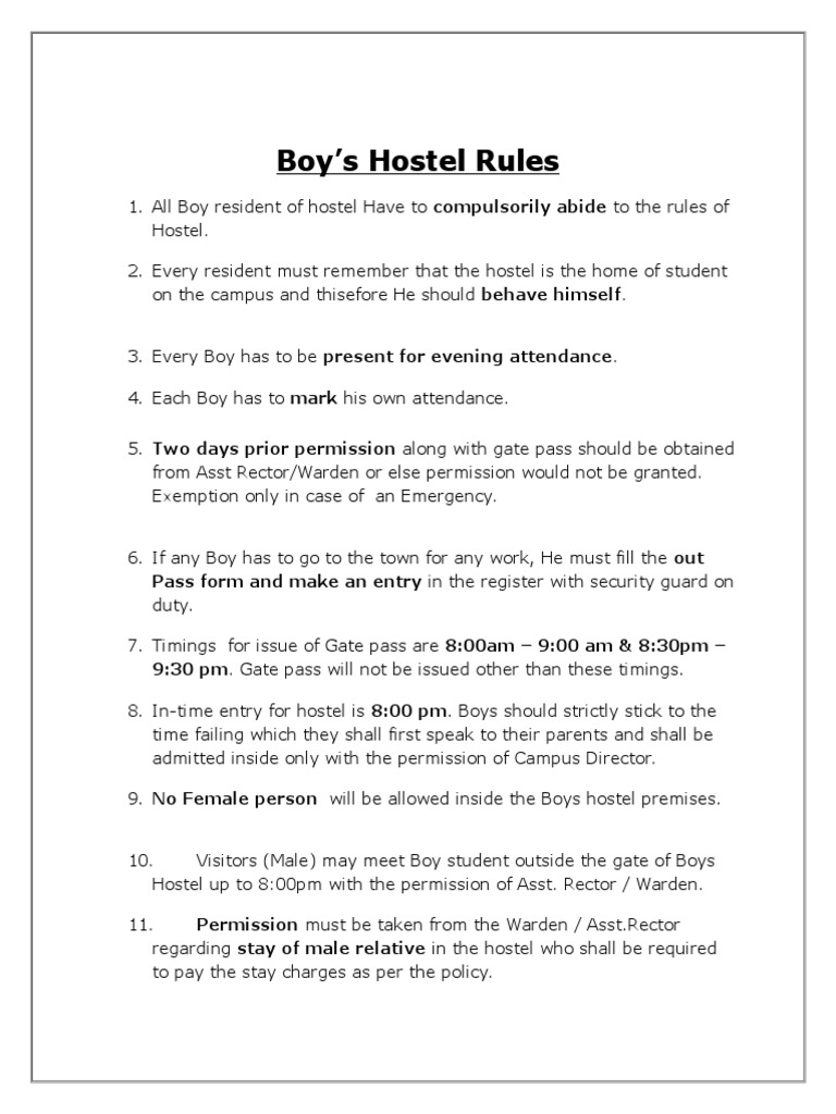 Hostel - Rules 31 Dec | Download Free PDF | Human Resource Management ...