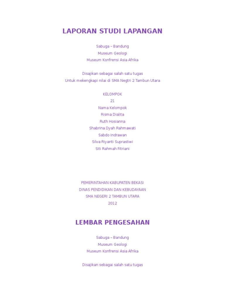 Contoh Laporan Studi Lapangan | PDF