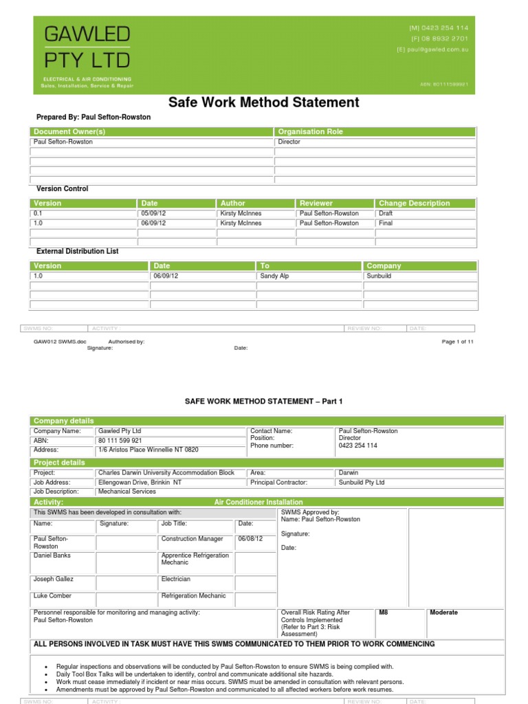 SWMS | PDF | Personal Protective Equipment | Occupational Safety And Health