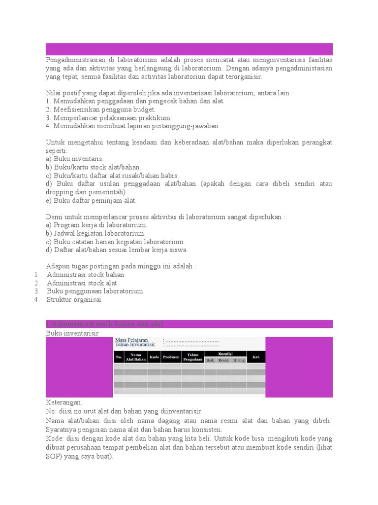 Administrasi Lab Efektif | PDF