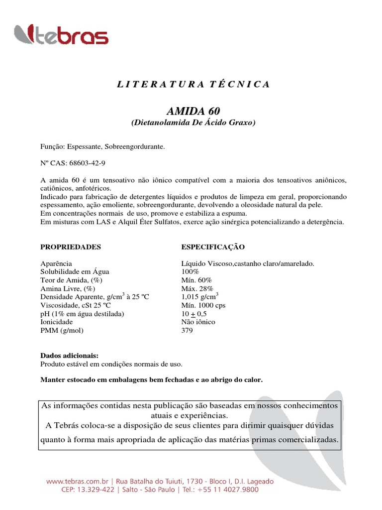 Ficha Tecnica Amida 60 | PDF