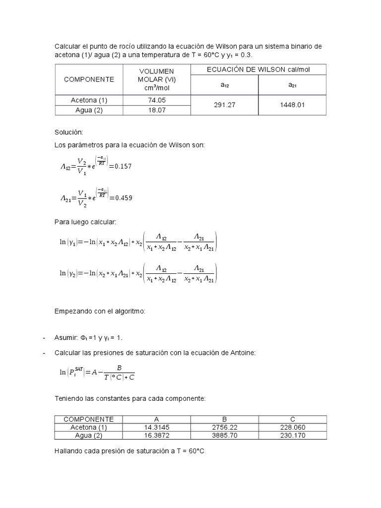 Cálculo Del Punto de Rocío | PDF