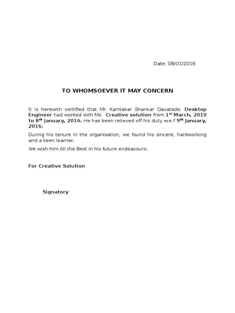 Relieving Letter | PDF