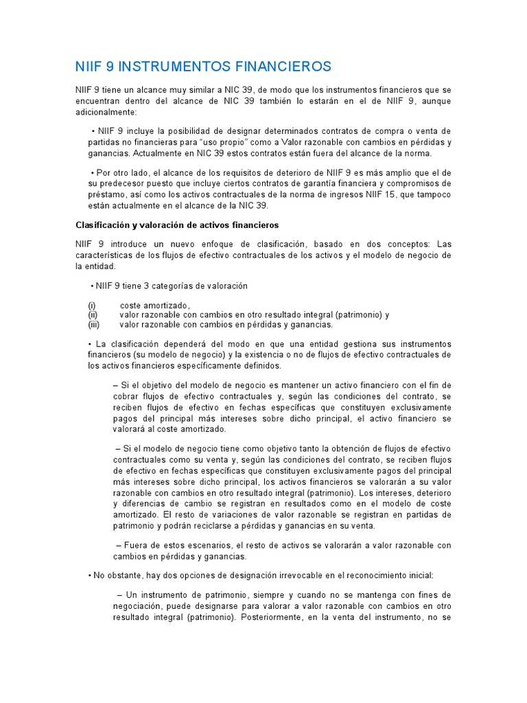 Niif 9 Instrumentos Financieros | PDF | normas internacionales de ...
