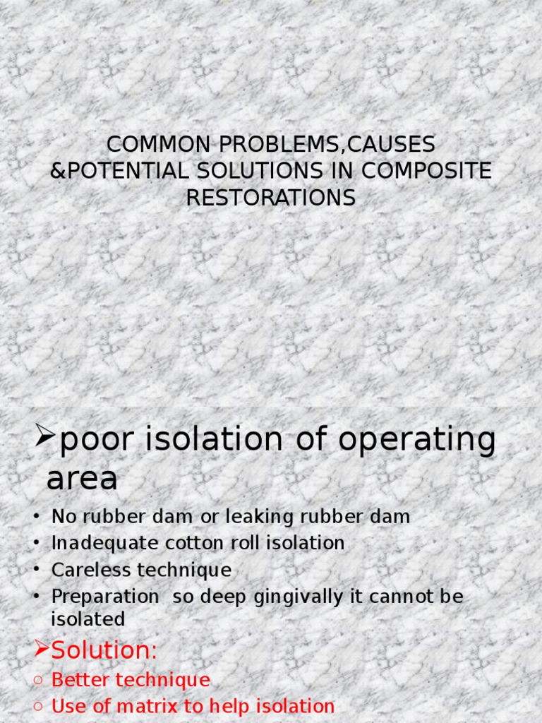 Common Problems Causes Potential Solution in Composite Restoration ...