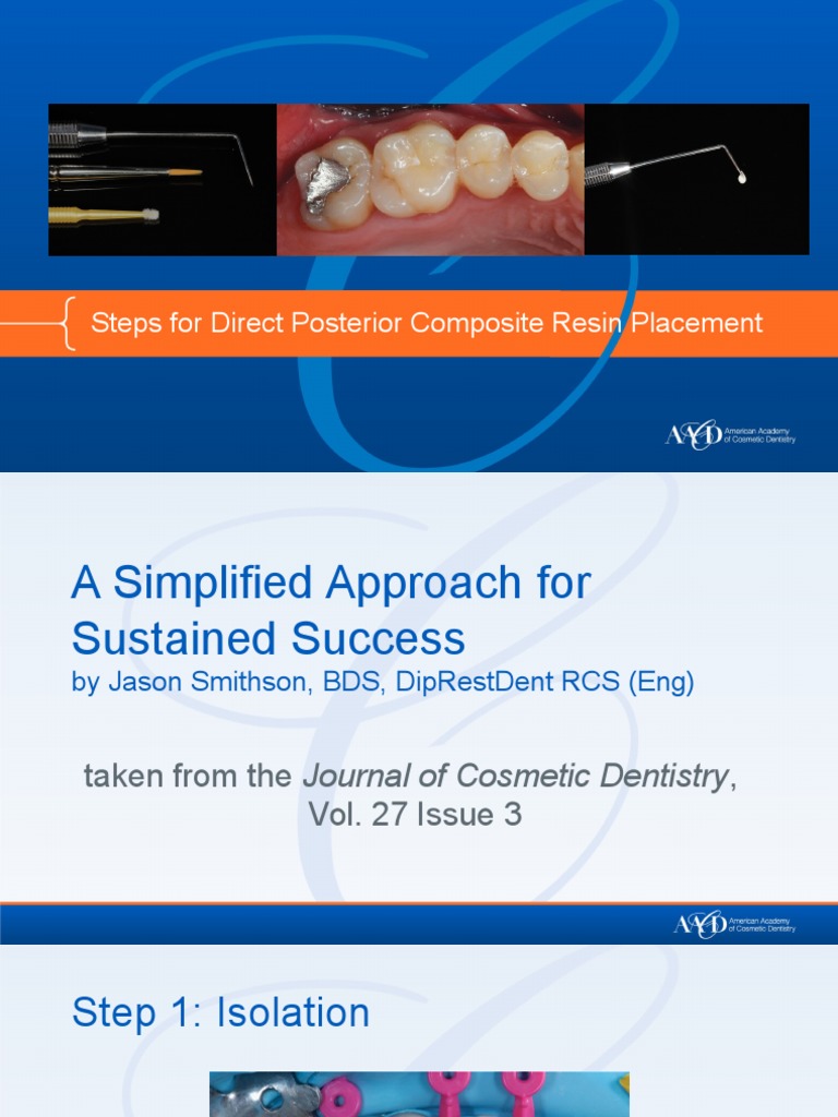 Steps For Direct Posterior Composite Resin Placement | PDF | Technology ...
