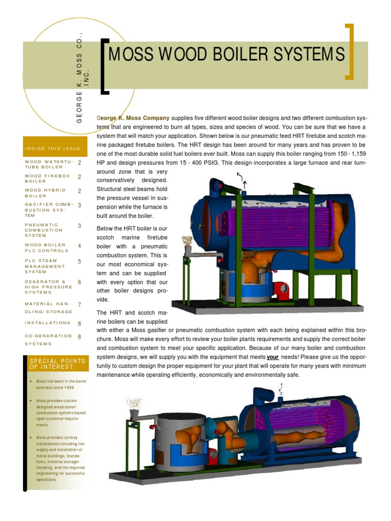 GKMOSS Wood Boiler System Brochure | PDF | Boiler | Gasification
