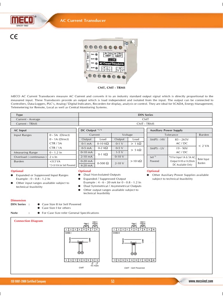 AC Current Transducer: CMT, CMT - Trms | PDF | Technology & Engineering