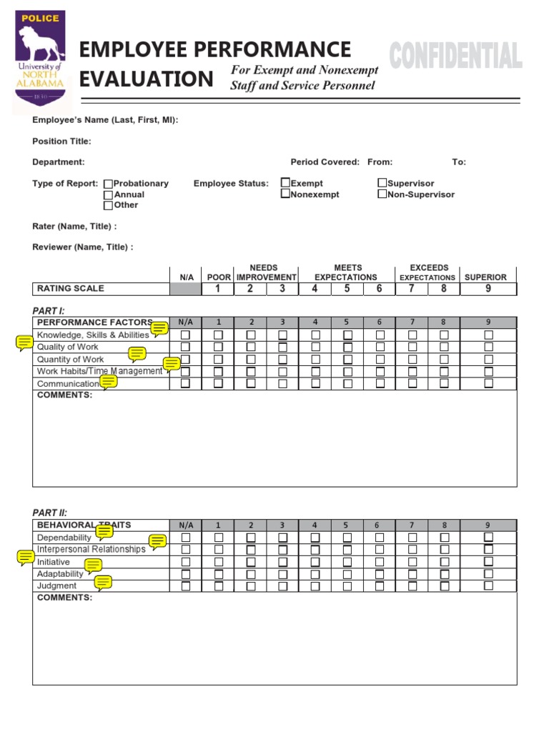 Employee Performance Evaluation Form | PDF