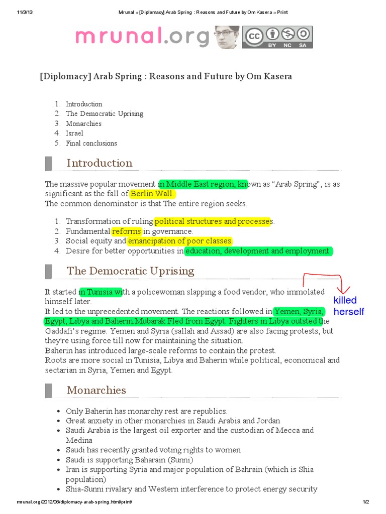 (Diplomacy) Arab Spring: Reasons and Future by Om Kasera: The ...