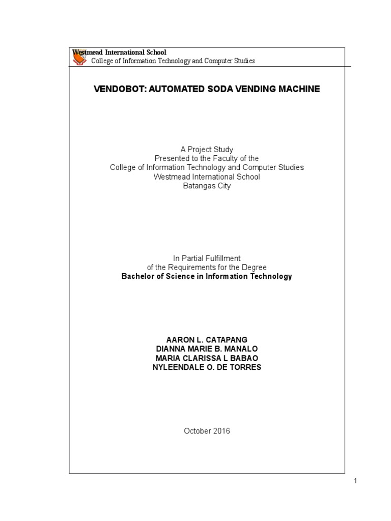 Vendobot: Automated Soda Vending Machine | PDF | Usability | Automation