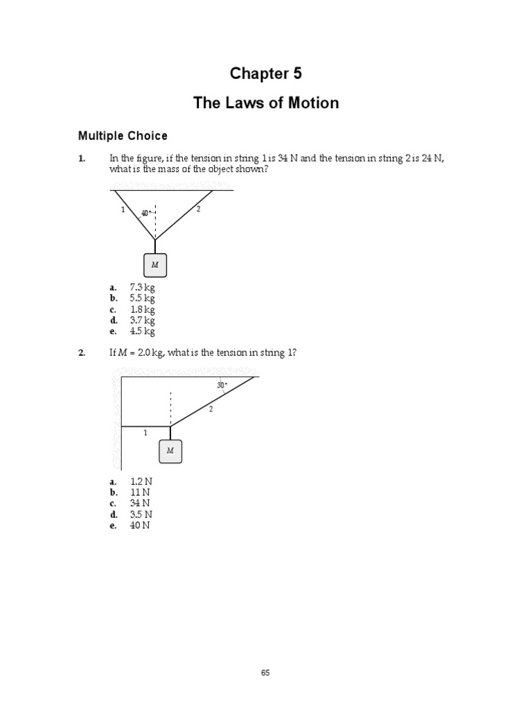 Laws of Motion Multiple Choice Questions | PDF | Friction | Force