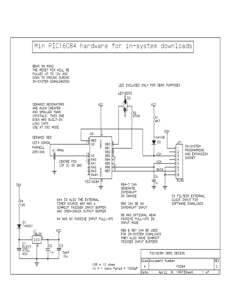 PIC16c84 Programmer (Schematic) PDF | PDF