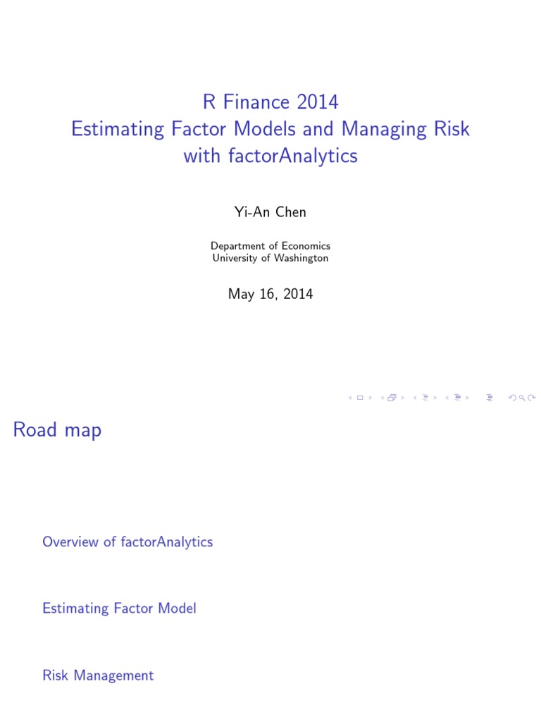 Estimating Factor Models and Managing Risk in R | PDF | Principal ...