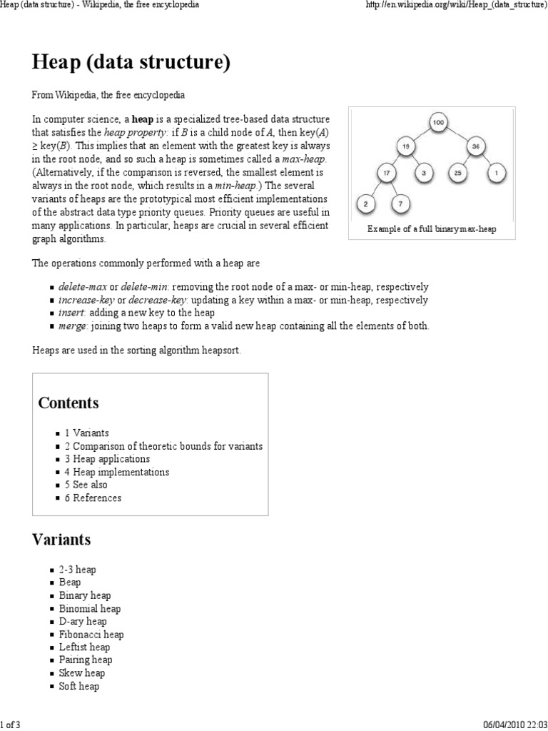 Heap (Data Structure) - Wiki | PDF | Array Data Structure | Computer Data