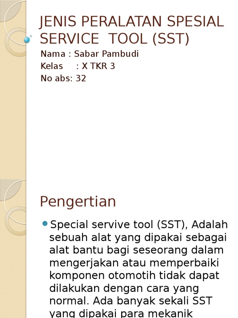 Jenis Peralatan Spesial Service Tool (SST) | PDF | Bisnis | Griya & Taman