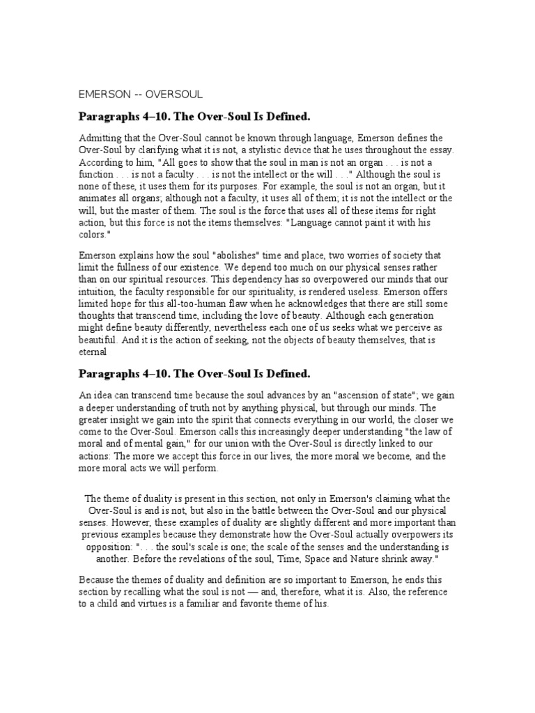 Over Soul | PDF | Soul | Ralph Waldo Emerson