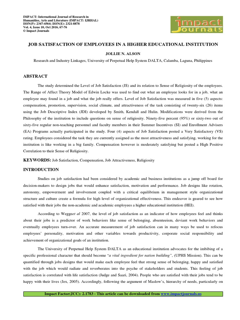 7hum Job Satisfaction of Employees for IMPACT JOURNAL Final Copy _1_-1 ...