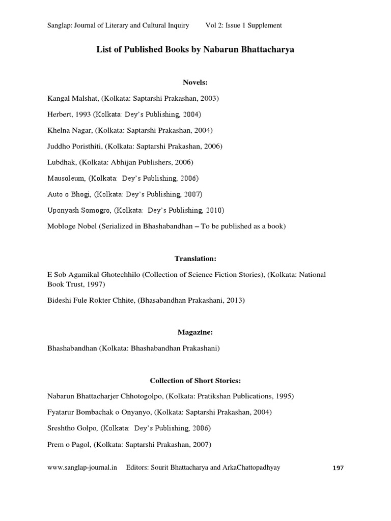 Nabarun Bhattacharya's Published Works | PDF | Social Science ...