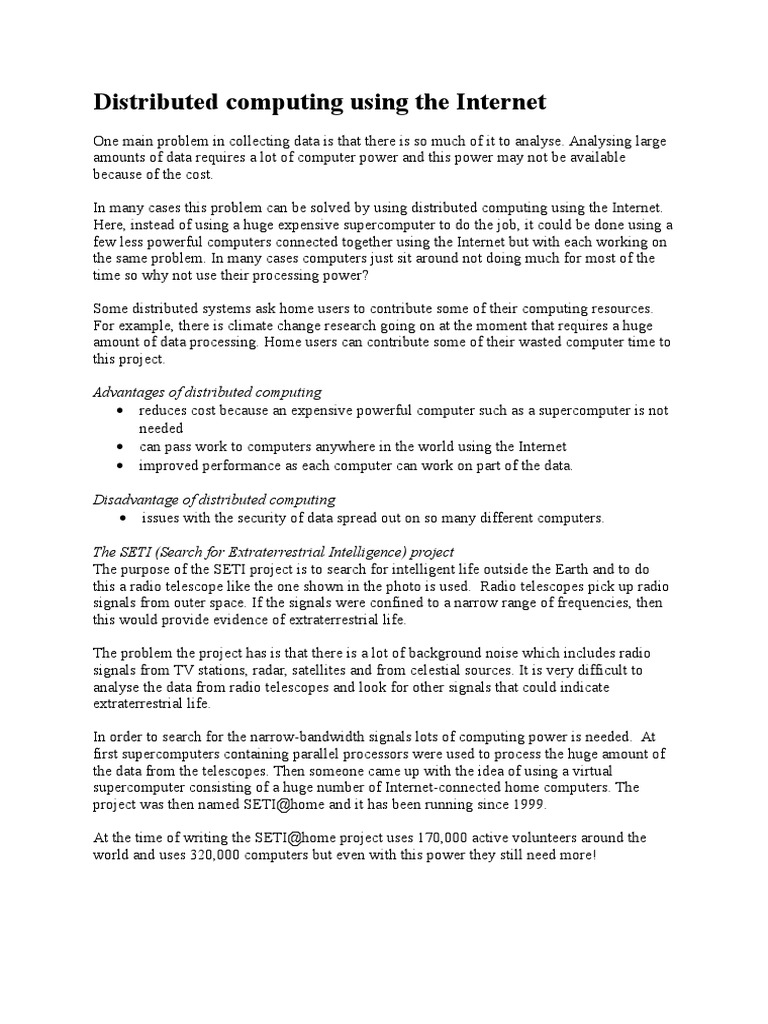 Distributed Computing Using The Internet | PDF | Search For ...