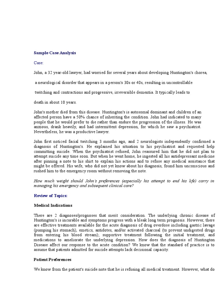Sample Case Analysis Uu | PDF | Medical Diagnosis | Medical Ethics